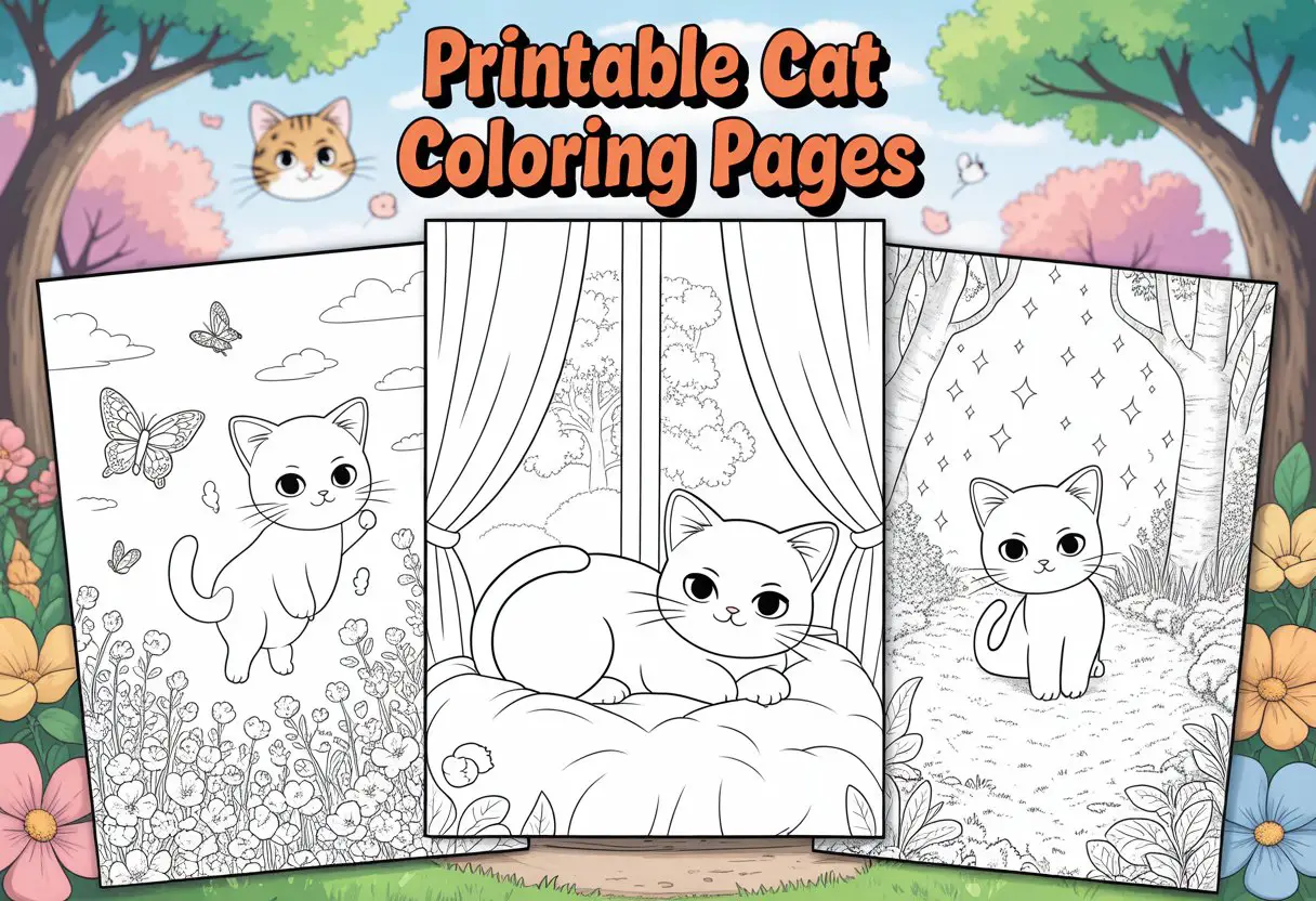 20 Printable Cute Cat Coloring Pages Free PDF Coloring Pages