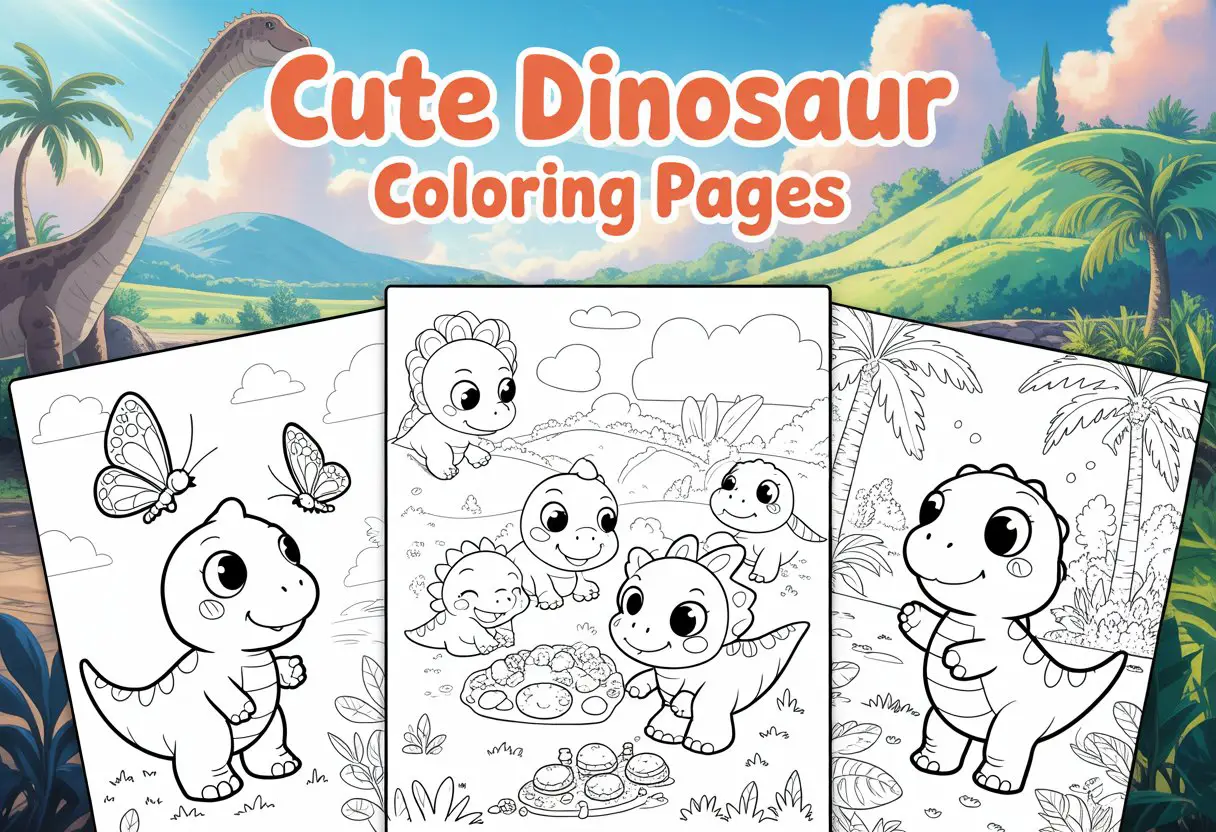 20 Cute Dinosaur Coloring Pages Free Printable PDF