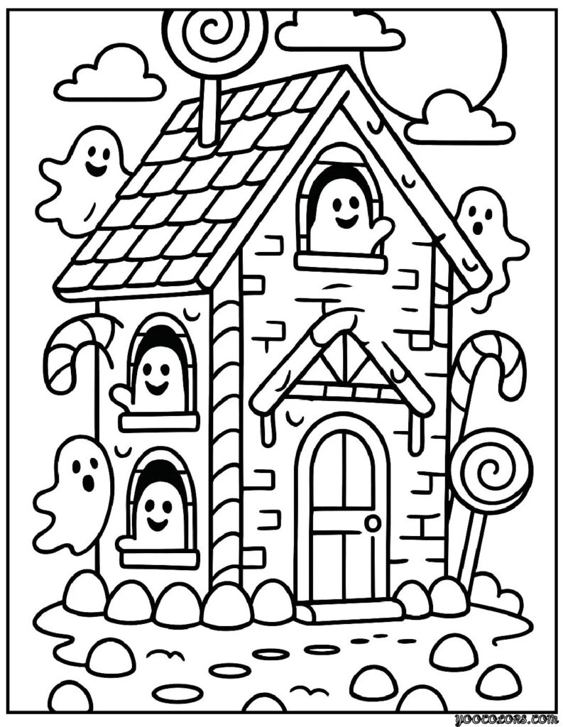 10 Halloween Coloring Pages Haunted House – Free Printable