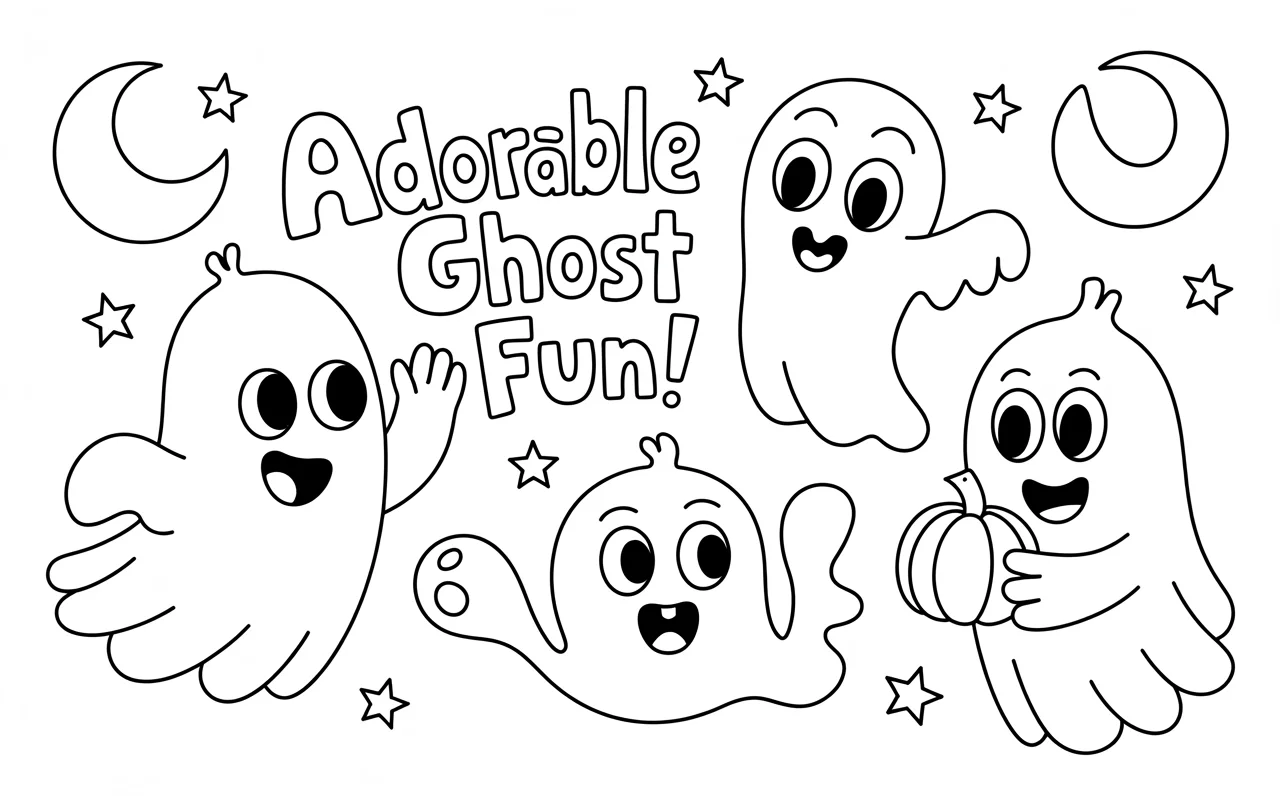 10 Cute Halloween Ghost Coloring Pages – Free Printables