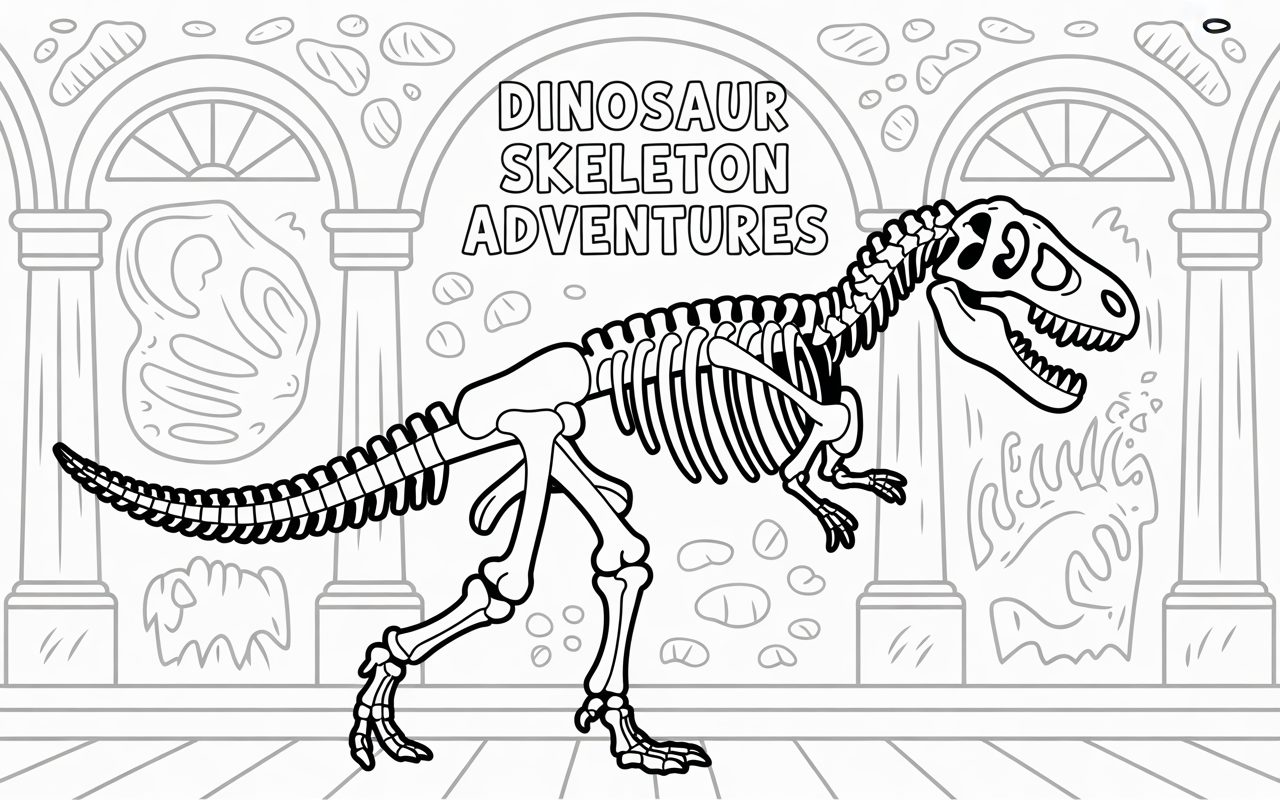 10 Dinosaur Skeleton Coloring Pages | Free Fossil Printables