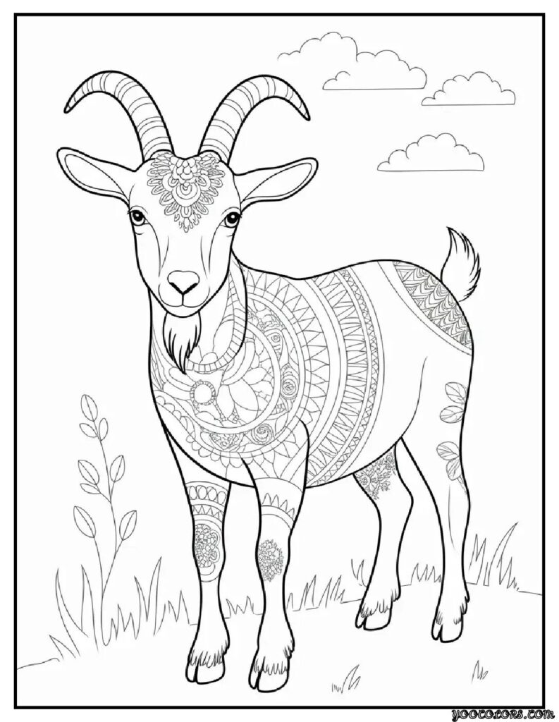 Free PDF Printable Goat Coloring Pages For Kids & Adults