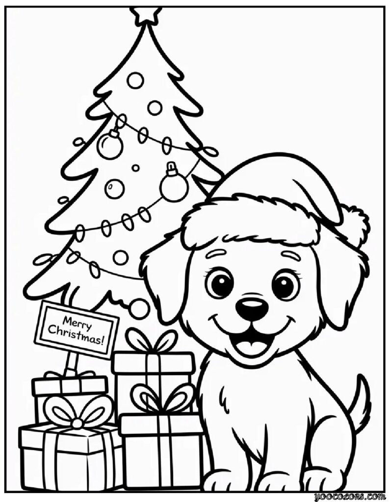 10 Christmas Coloring Pages Dog - Free PDF Prinatble