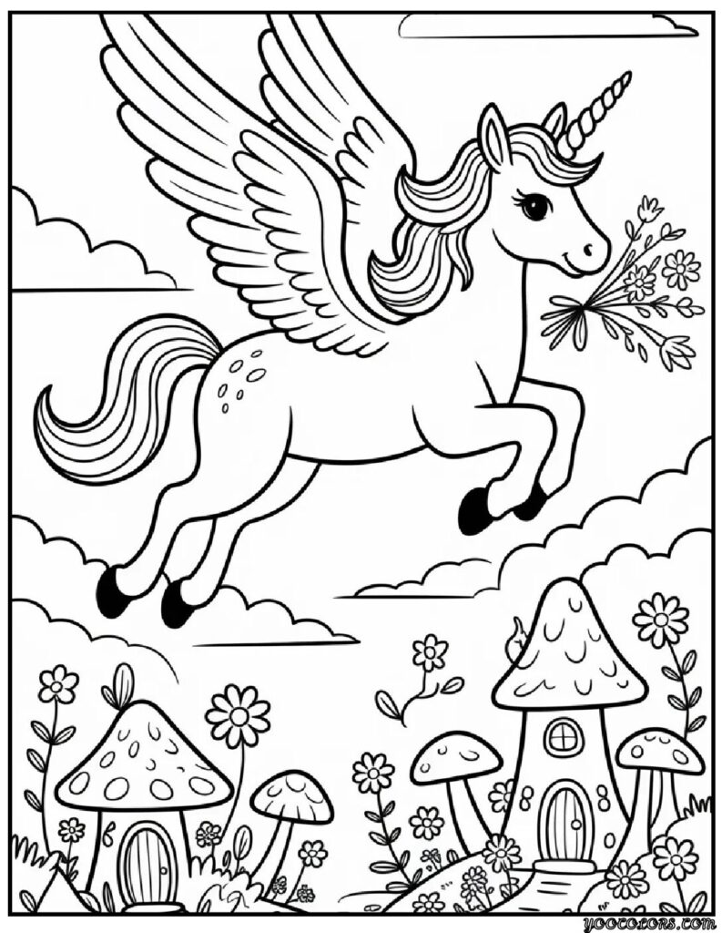 10 Unicorn With Wings Coloring Pages Free PDF Printables