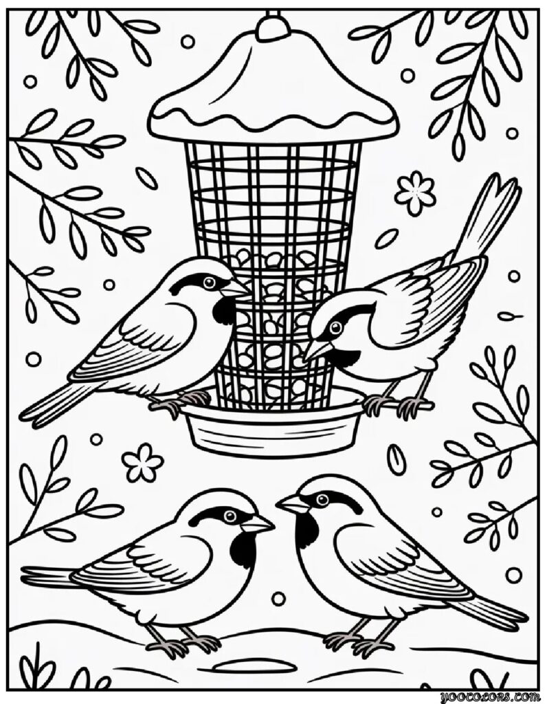 10 Birds In Winter Coloring Pages | Free Printable Sheets
