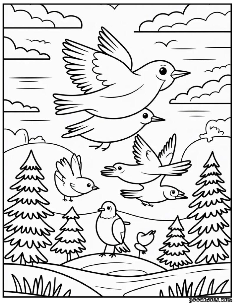 10 Birds In Winter Coloring Pages | Free Printable Sheets