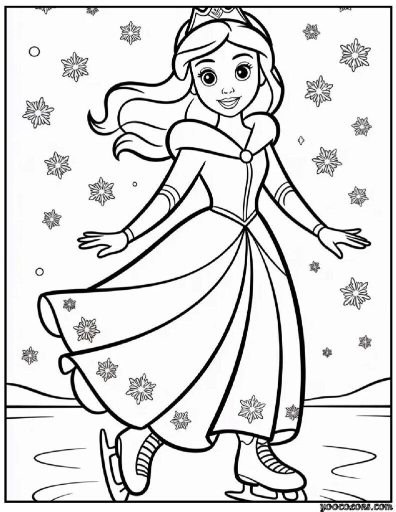 10 Disney Princess Winter Coloring Pages – Free Printable
