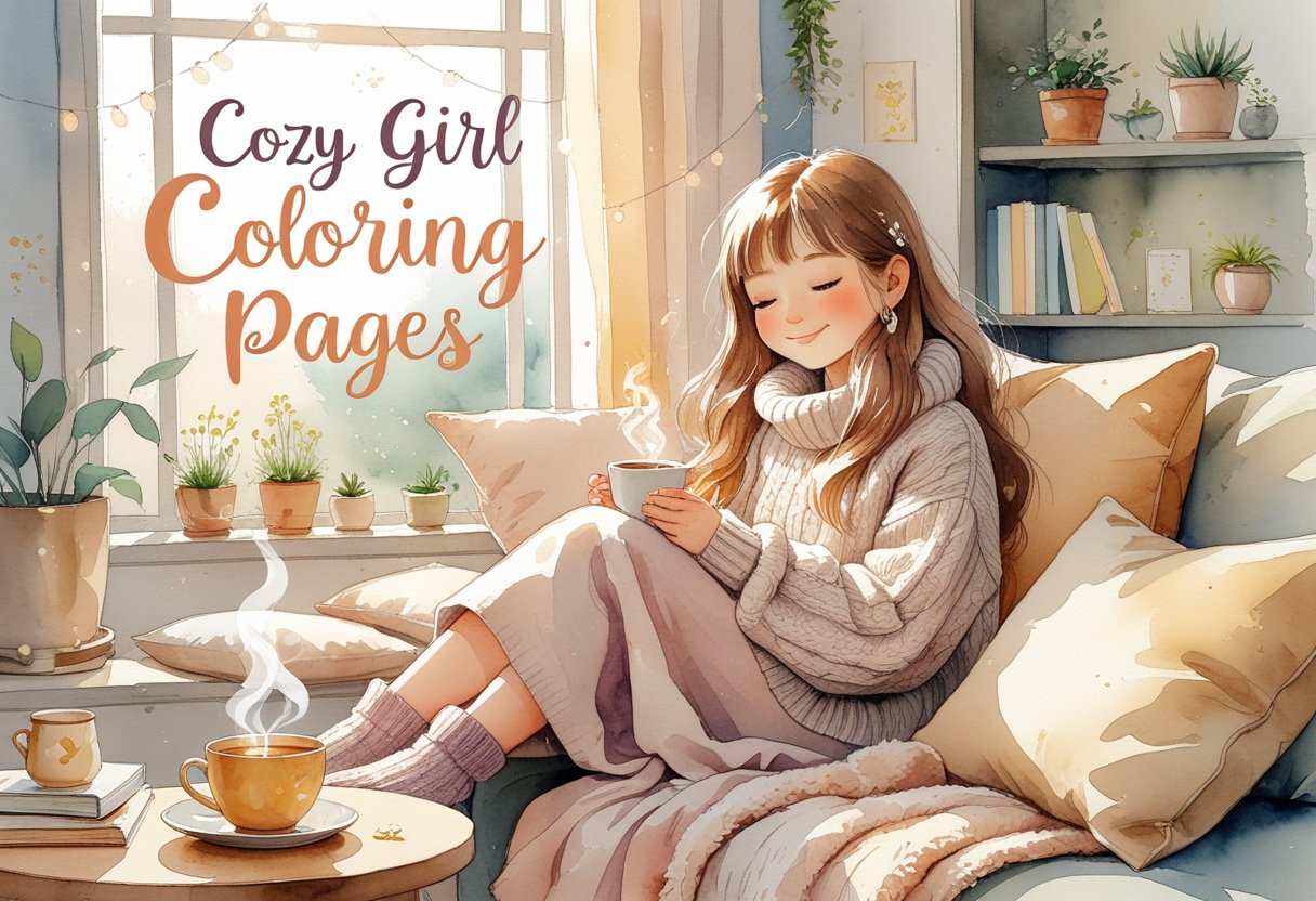 16 Cozy Girl Coloring Pages – Aesthetic, Relaxing & Free