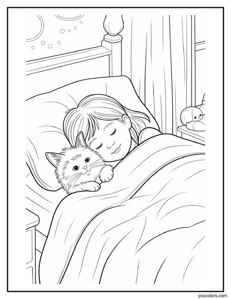 16 Cozy Girl Coloring Pages – Aesthetic, Relaxing & Free