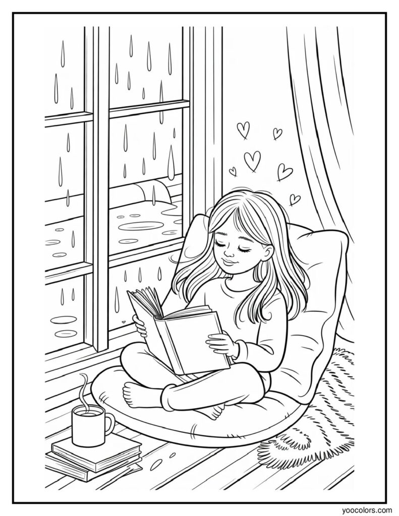 16 Cozy Girl Coloring Pages – Aesthetic, Relaxing & Free