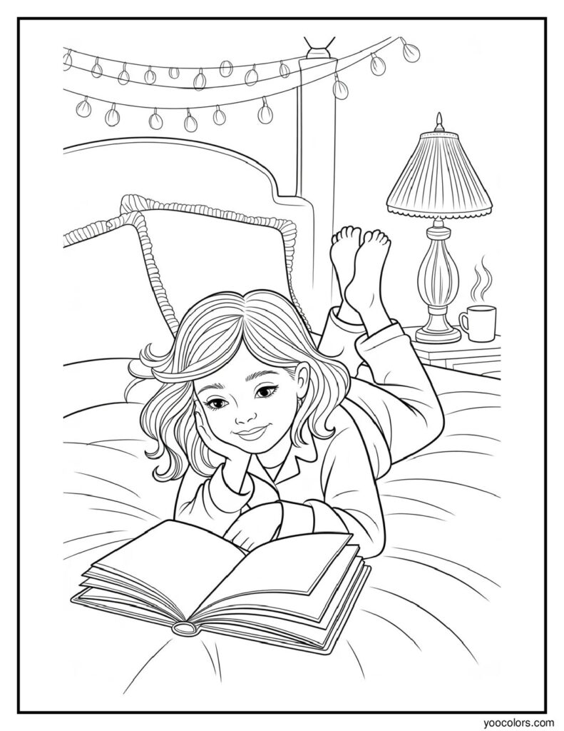 16 Cozy Girl Coloring Pages – Aesthetic, Relaxing & Free