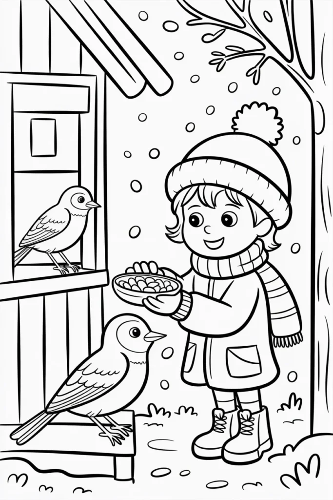 10 Birds In Winter Coloring Pages | Free Printable Sheets