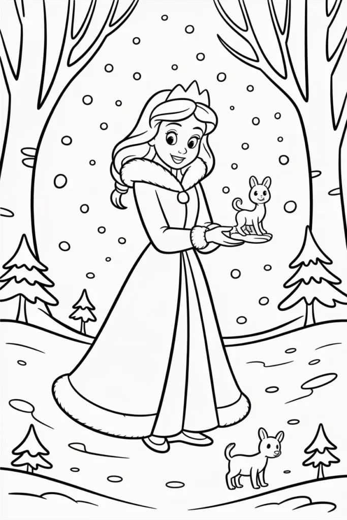 10 Disney Princess Winter Coloring Pages – Free Printable