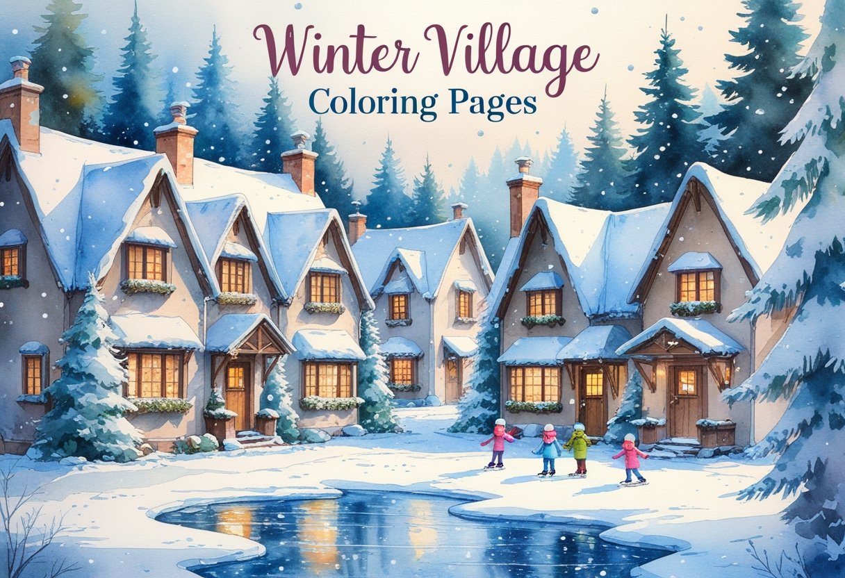 10 Winter Village Coloring Pages | Free Printable Scenes
