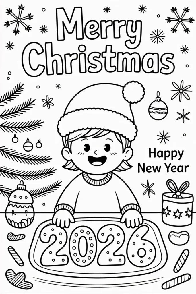 10 Merry Christmas And Happy New Year Coloring Pages Free