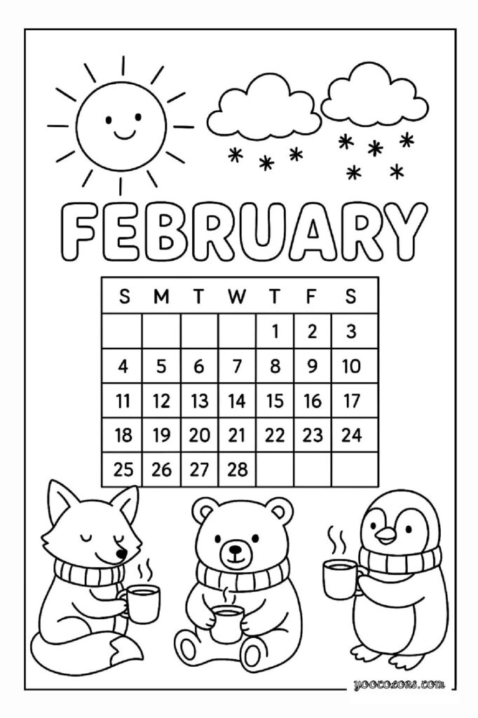 February Coloring Pages Free Cute Valentine PDF Designs